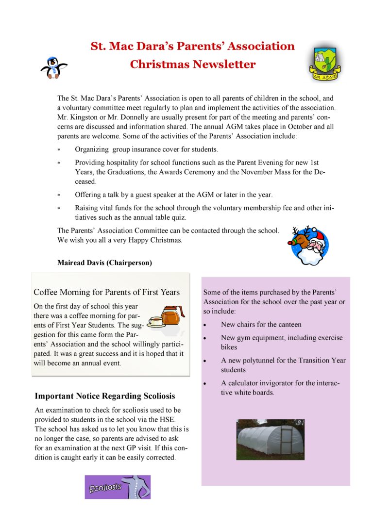 Parents' Association Newsletter | St. Mac Dara's